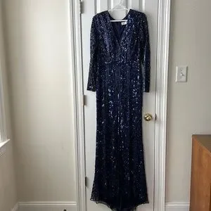 Mac Duggal | Dresses | Mac Duggal Embellished Front Slit Long Sleeve ...